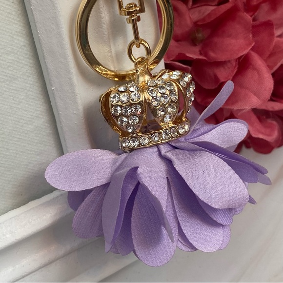 Accessories | Elegant Gold Crystal Crowned Lavender Camellia Rose ...